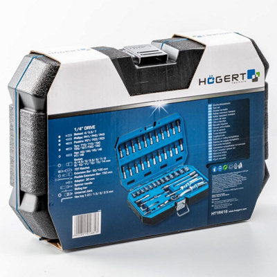 Hogert 46pc Tool Set Socket Spanner Screwdriver Bits 1/4 Inch Alloy ...