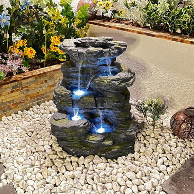 Hokah Fals Solar Powered Water Feature With Cover
