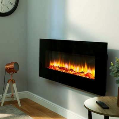 Holbeck Black Wall Mounted Electric Fire | DIY at B&Q