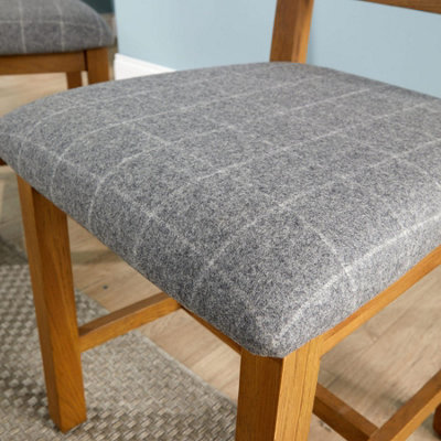 Holcombe Pair of Assembled High Slatted Back Dining Chairs Grey Checked ...