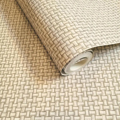 Holden Decor Basket Weave Beige Wallpaper Traditional Realistic Feature ...