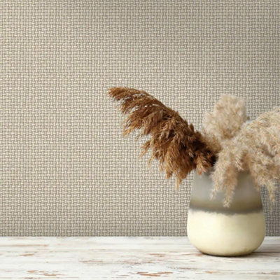 Holden Decor Basket Weave Beige Wallpaper Traditional Realistic Feature ...