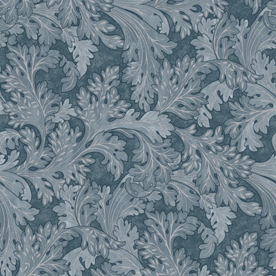 Holden Decor Botanical Scroll Navy Wallpaper Floral Leaves Classic ...