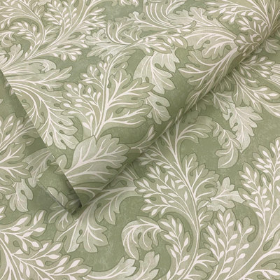 Holden Decor Botanical Scroll Sage Wallpaper Floral Leaves Classic ...