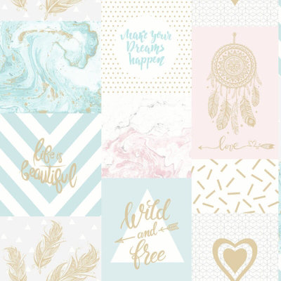 Holden Decor Life Is Beautiful Pink / Gold Contemporary Montage Smooth ...