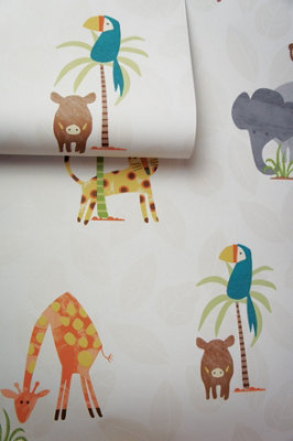 Holden Decor Make Believe Jungle Friends Kids Children Wallpaper Multi ...