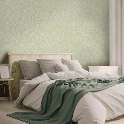 Holden Decor Mini Leaf Sage Green Wallpaper Botanical Stylish Feature Wall
