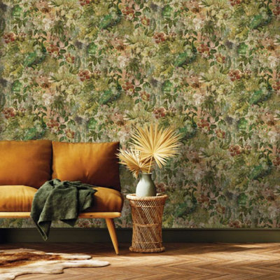 Holden Decor Vintage Peacock Multicolor Spongeable Flat Surface ...