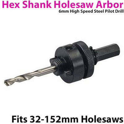 Holesaw Arbor & 6mm Pilot Drill - 32 152mm Core Bits - Chuck Attachment ...