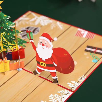 Holiday Magic Santa & Tree Pop Up Christmas Card