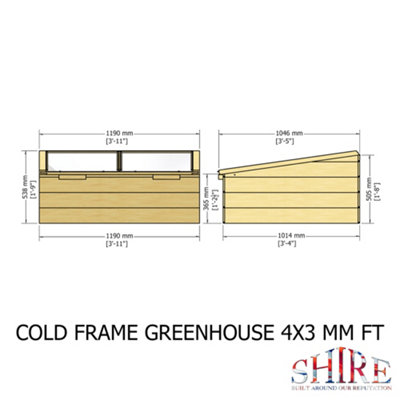 Holkham Large 4x3ft Cold Frame Pressure Treated with Toughened Glass ...