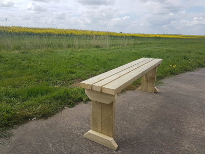 Hollies wooden bench, outdoor garden fence seat(4ft, Natural finish)