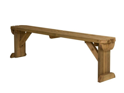Hollies wooden bench, rounded outdoor garden fence seat(5ft, Rustic ...