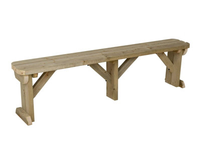 Hollies wooden bench, rounded outdoor garden fence seat(8ft, Natural ...