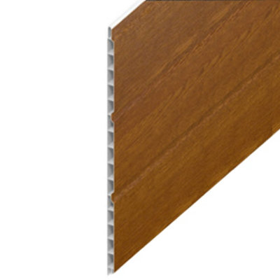 Hollow Cladding Soffit Board Golden Oak UPVC Plastic Ceiling Cladding ...