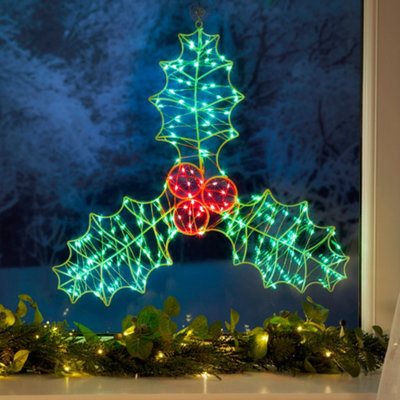 Holly Rope Light Christmas Decoration Indoor Outdoor LED Xmas ...