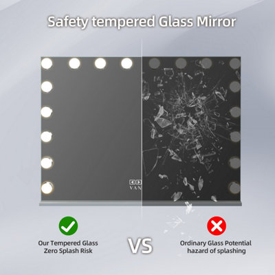 Hollywood Bluetooth Vanity Makeup Mirror with Lights 18 LED Tabletop Wall