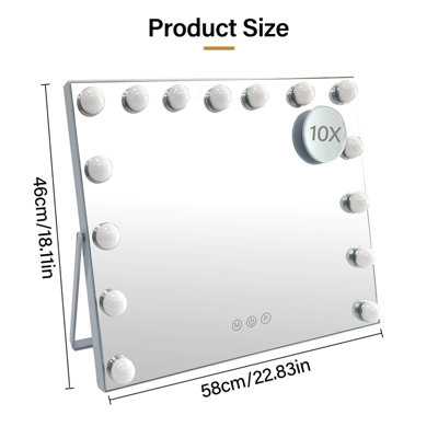 Hollywood Vanity Makeup Mirror, 15 LED Bulbs, 3 Light Modes, Smart ...
