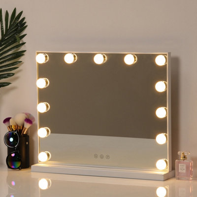 Hollywood Vanity Mirror Lighted Makeup Mirror 13 LED Dimmable Bulbs ...