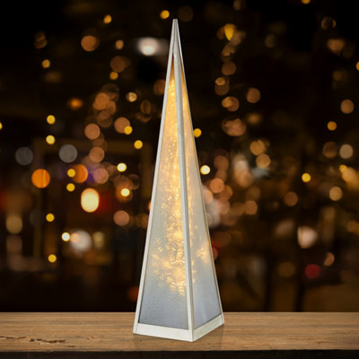 Holographic Snowflake Pyramid Light 45cm Warm White LEDs Indoor