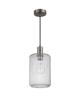 Holt 1 Light Fluted Glass Pendant Stainless Steel Ceiling Light | DIY ...