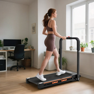 HOMCOM 1-6 km/h Folding Motorised Treadmill Walking w/ Remote Control Black