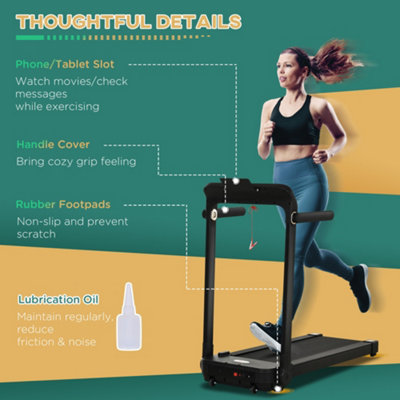 HOMCOM 1.85HP Foldable Electric Treadmill Fitness Safety Lock LED ...