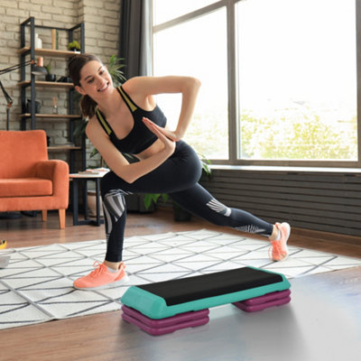 HOMCOM 10/15/20cm Aerobic Steppers Compact Stepper for Indoor Exercise ...