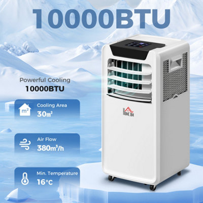 HOMCOM 10000 BTU Mobile Portable Air Conditioner Room Ac Unit w/ RC, White