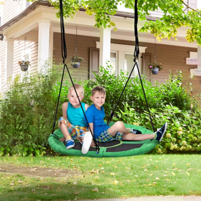 HOMCOM 100cm Giant Nest Web Rope Hanging Tree Swing Seat Round Backyard ...