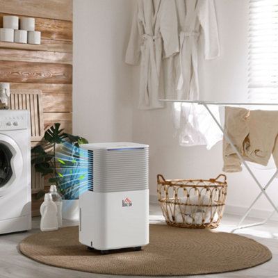 HOMCOM 10L/Day Portable Quiet Dehumidifier for Home, Electric Air De ...