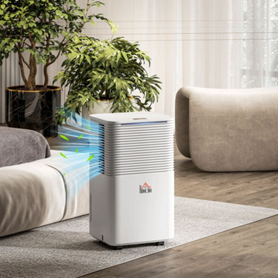 HOMCOM 10L/Day Portable Quiet Dehumidifier for Home, Electric Air De ...