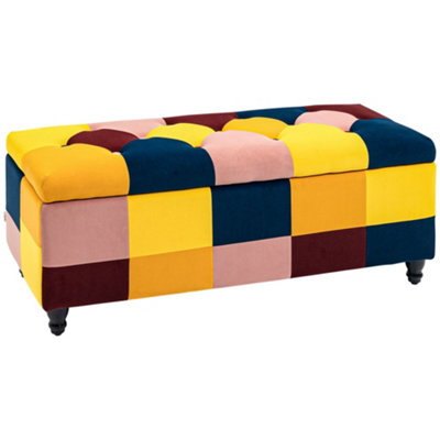 HOMCOM 114 x 47 x 47cm Velvet Storage Ottoman, Button-tufted Toy Chest