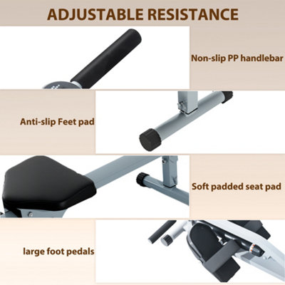 HOMCOM 12 Level Fitness Rowing Machine Cardio Fitness Workout and Gym ...