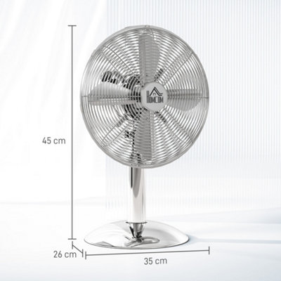 HOMCOM 12" Metal Desk Fan with 3 Speed Settings, Wide-Angled Oscillation