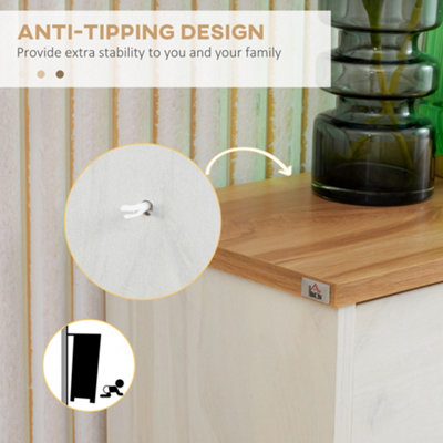 HOMCOM 12 Pair Slim Shoe Cabinet w/ 3 Flip Drawers for Entryway, Cream
