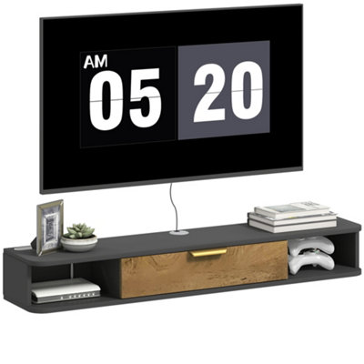 HOMCOM 120 cm Floating TV Unit with Storage Entertainment Media Console ...