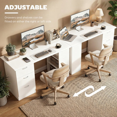 HOMCOM 120cm Computer Desk PC Table Workstation w/ 3 Shelf & Drawers White