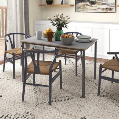 HOMCOM 120cm Minimalistic Dining Table Steel Frame Foot Pads Simple ...