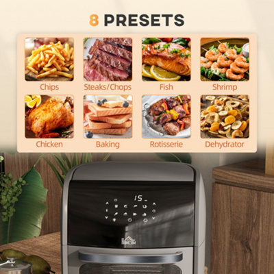 HOMCOM 12L Air Fryer Oven with 8 Preset Modes Rapid Air Circulation ...