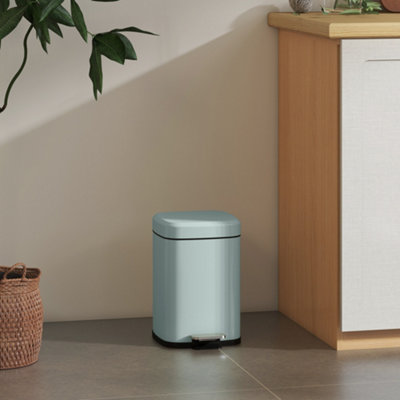 HOMCOM 12L Kitchen Pedal Bin, Metal Rubbish Bin with Soft-close Lid ...