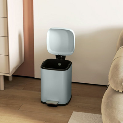 HOMCOM 12L Kitchen Pedal Bin, Metal Rubbish Bin with Soft-close Lid ...