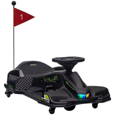HOMCOM 12V Electric Go Kart for Kids with Music, LED Lights, Black
