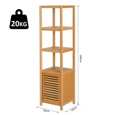 HOMCOM 140 cm Storage Unit Freestanding Cabinet w/ 3 Shelves Cupboard ...