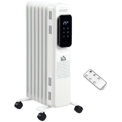HOMCOM 1500W Oil Filled Radiator Heater W/3 Heat Settings Remote ...