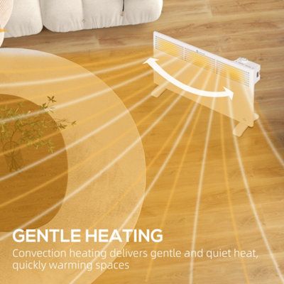 HOMCOM 1500W Panel Heater, Low Energy Electric Heater for Home, White