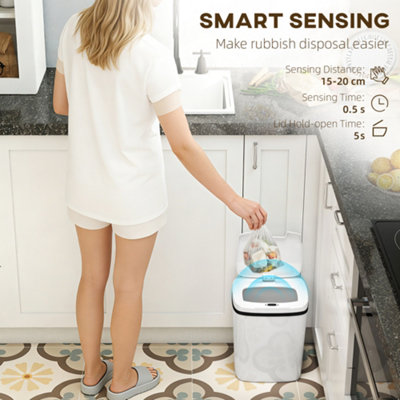 HOMCOM 15L Sensor Bin, Automatic Touchless Kitchen Bin, Battery Operated