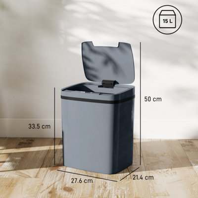 HOMCOM 15L Sensor Bin, Automatic Touchless Kitchen Bin, Battery Operated