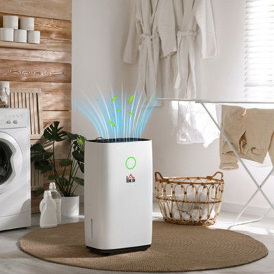 HOMCOM 16L/Day Portable Quiet Dehumidifier for Home, Electric Air De ...