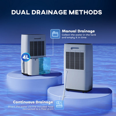 HOMCOM 16L/Day Portable Quiet Dehumidifier for Home, Electric Air De ...